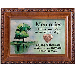 Cottage Garden Memories of Those We Love Woodgrain Rope Trim Music Box Plays Wind Beneath My Wings