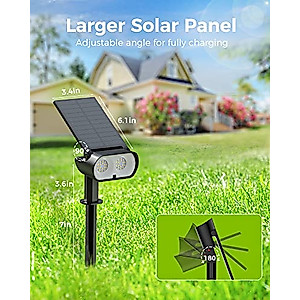 Brightown Solar Spot Lights Outdoor, 32 LEDs IP66 Waterproof Dusk-to-Dawn Solar Landscape Spotlights, Daylight Wall Lights, Solar Outdoor Lights for Garden Yard Driveway Walkway, 2 Pack