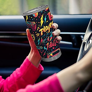 FOCIUZTA 20oz Bold Gaming Tumbler with lid, Travel Coffee Cup, Ideal for Easter, Gaming Enthusiast, Mother Day, and birthday gifts