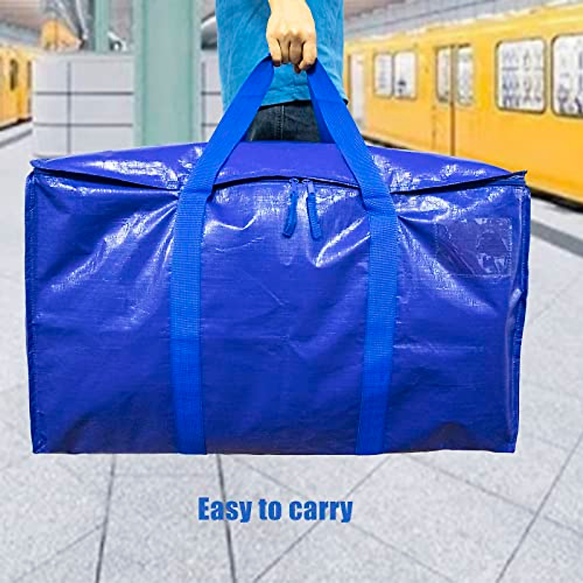4 Pack Extra Large Moving Bags Heavy Duty Extra Large Storage Bags with Zippers Storage Totes for Space Saving Moving Storage