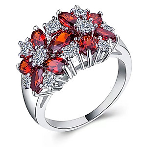 THJEW Dainty Cubic Zirconias Flower Ring for Women S925 Sterling Silver Fashion Cute 5A Gem Crystal CZ Floral Wedding Engagement Ring Jewelry (Ring_A, 9)