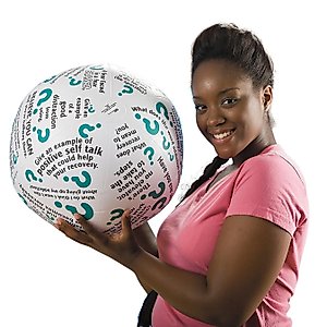 S&S Worldwide Toss 'n Talk-About Addiction Ball. Inflatable Beachball Style Ball has a 24" Flat Diameter. Great Conversation Starter for Groups and One on One Sessions.