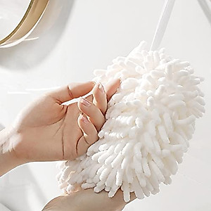 6pcs Chenille Hand Towels Soft Absorbent Microfiber Hand Drying Towels Ball Hanging Cleaning Towels Fast Drying Cloths for Kitchen Bathroom