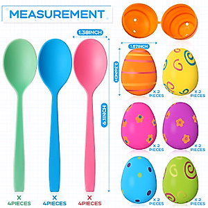 HyDren 24 Pieces Easter Egg and Spoon Race Game Egg Spoon Race Game Sets Egg and Spoon Relay Game Easter Eggs Hunt Game Outdoor Lawn Games