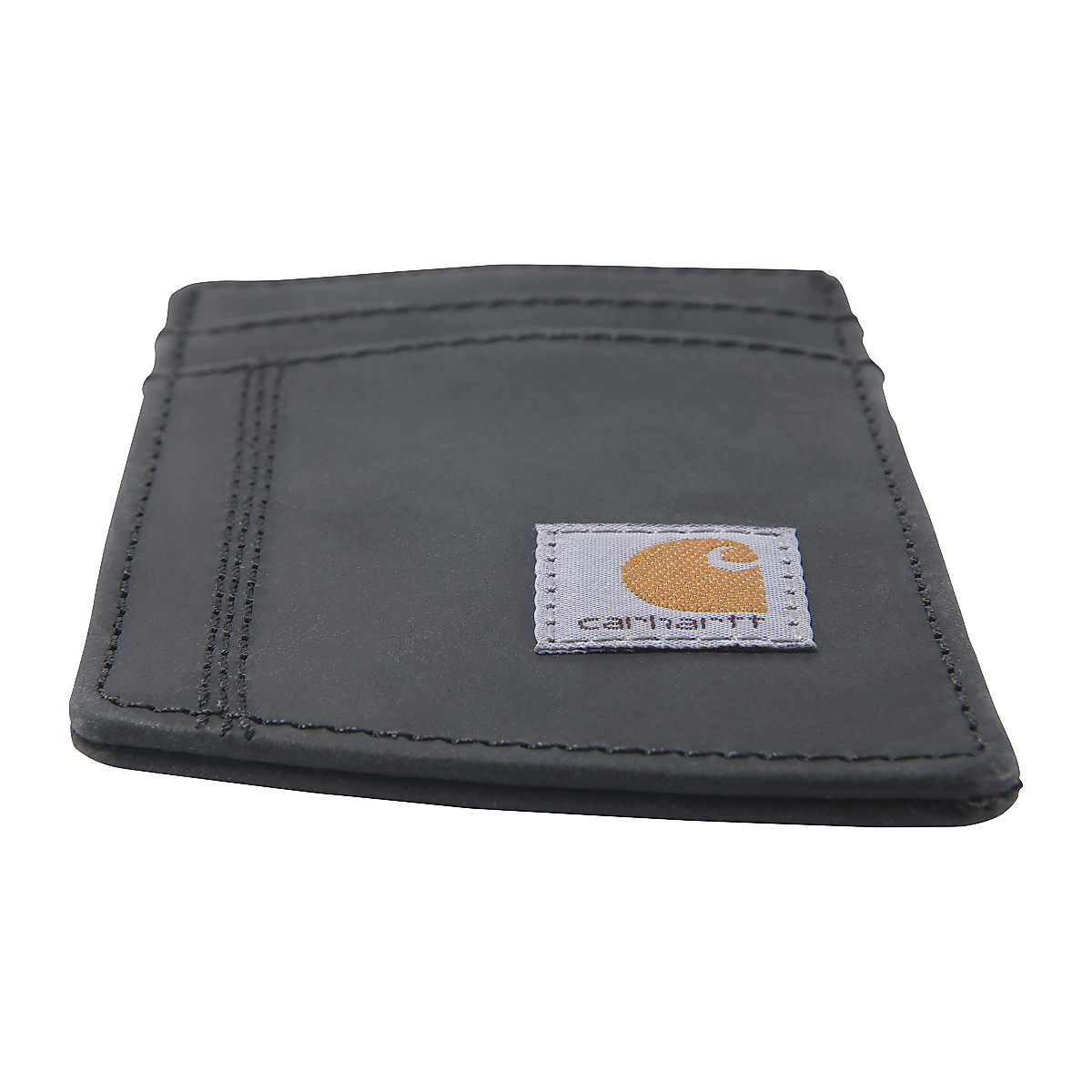 Carhartt Men's Casual Saddle Leather Wallets, Available in Multiple Styles and Colors, Black (Front Pocket), One Size