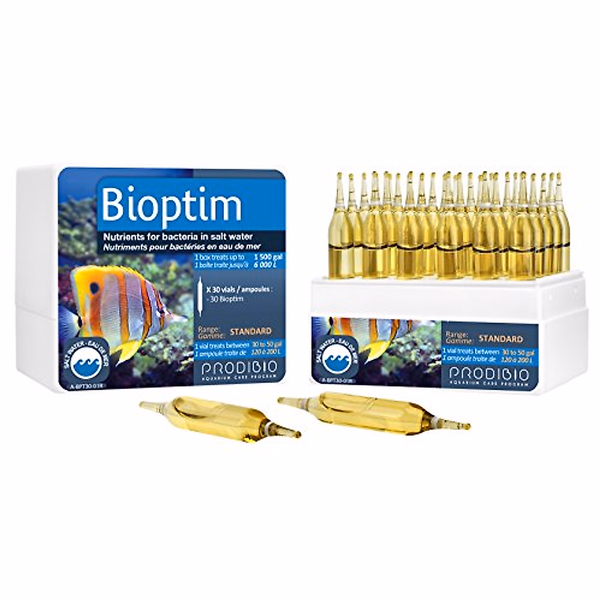 Prodibio Bioptim, Nutrients for Bacteria, Saltwater, 30/1 mL vials, 30 gal and up