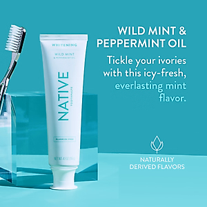 Native Toothpaste Made from Naturally-Derived Cleaners and Simple Ingredients That Safely Whitens Teeth, 4.1 oz, Wild Mint Fluoride Free - 3 Count