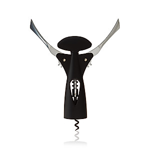True Twisted Heavy, Winged Corkscrew Lever Arms Bottle, Black, Soft-Touch Grip, Easy-to-Use Wine Opener, Set of 1