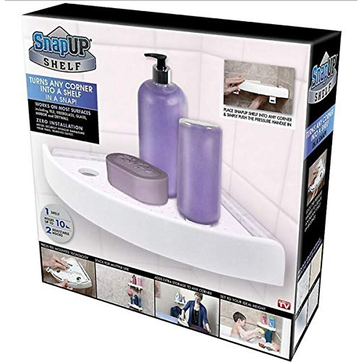 TAUFAOD New Triple Corner Shelf,Storage Holder,Bathroom Snap Up Corner Shelf Rack Triangle Grip Wall Mount Holder for Kitchen Toilet Strong Suction Wall Mount Shelf Storage Basket (No Drilling)