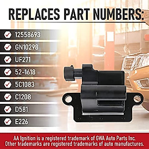 Ignition Coil Pack - Replaces 12558693, UF271, 5C1083, D581 - Compatible with Chevy, GMC & Cadillac Vehicles - Escalade, Avalanche, Silverado, Express 3500, Suburban, Tahoe, Sierra, Savana, Yukon XL