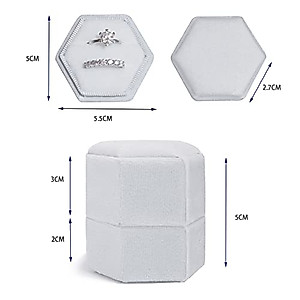VOMNA Wedding Ring Box,Premium Gorgeous Velvet Double Ring Holder,Jewelry Organizer for Proposal,Engagement(White)