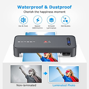 BONSEN Laminator Machine, 0-Second Fast Warm-Up and No Waiting Laminator with 50 Laminating Sheets, 4-in-1 Cold Thermal Laminator with Paper Trimmer and Corner Rounder for Home School Office Use