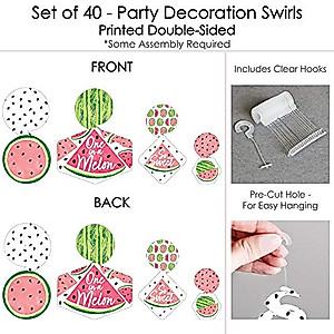 Big Dot of Happiness Sweet Watermelon - Fruit Party Hanging Decor - Party Decoration Swirls - Set of 40