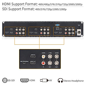 FEELWORLD T51 2RU Triple 5 Inch SDI Rack Mount Broadcast Monitor LCD 800x400 3G SDI HDMI AV Input and Output