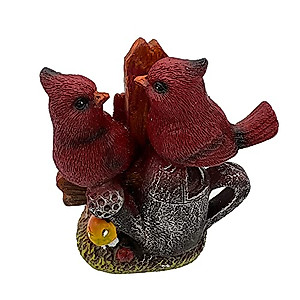 FEIYU BUY Garden Bird Statue Simulation Art Crafts Resin Bird Decorative Figurines Animal Garden Statues Birds Sculpture for Desktop Lawn Bookcase Home Decor (Red)
