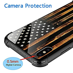 iPhone XR Case, Classic Wood Grain Old Flag iPhone XR Cases for Man Boys Girls Dual Layer Shockproof Rugged Cover Soft TPU + Hard PC Bumper Cool Cover Case for iPhone XR