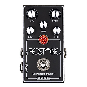 Spaceman Redstone: Germanium Preamp Guitar Effects Pedal - Silver Standard Edition with Volume, Gain and 3-Band Tone Stack Controls