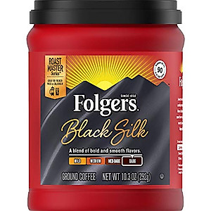 Folgers Black Silk Dark Roast Ground Coffee, 10.3 Ounces
