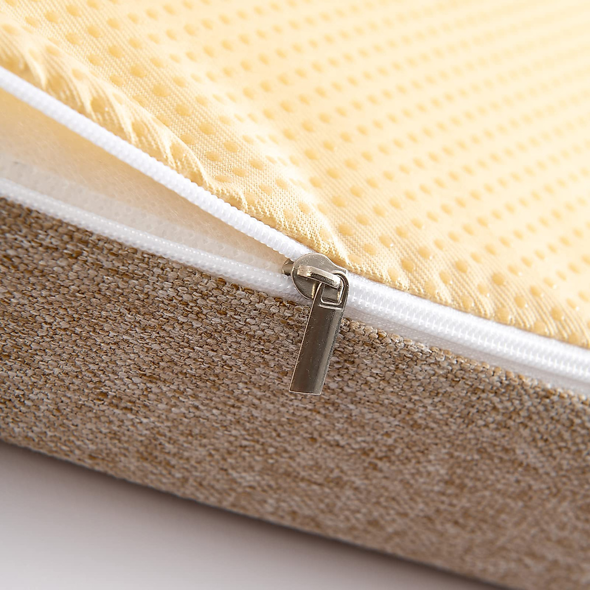 Eiury Kitchen Chair Cushions with Ties - High Density Sponge Seat Cushion and Dining Room Chair Pad 17 X 16.5 Inches Non Slip Rubber Back Seat Cover Machine Washable Set of 4 Beige