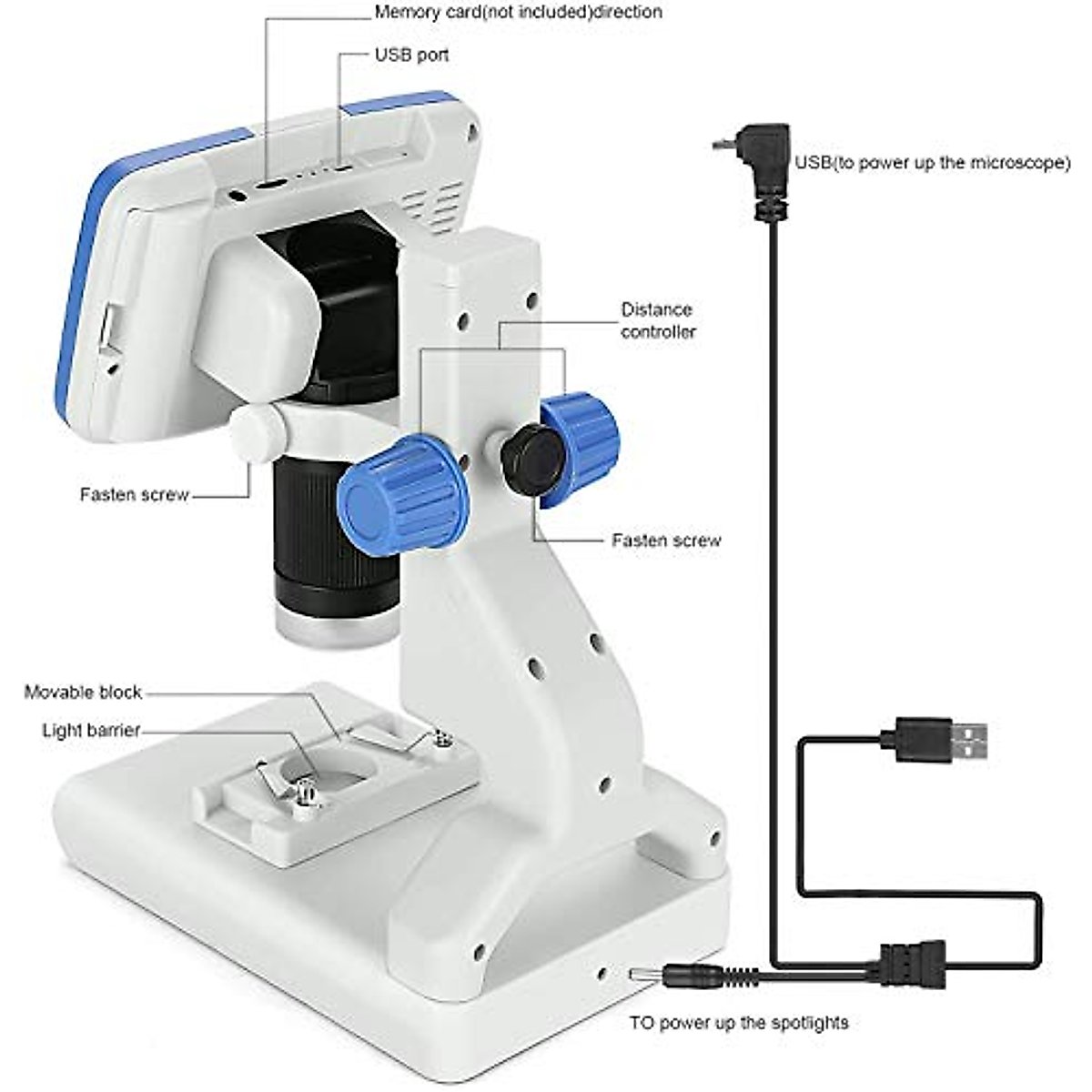 Andonstar AD205 Digital Microscope 200X Magnification USB LCD Microscope for Children, Student, Hobbyist DIY, with Slides Kit School Lab Fun&Educational Plant Insect Specimen Slides Observation
