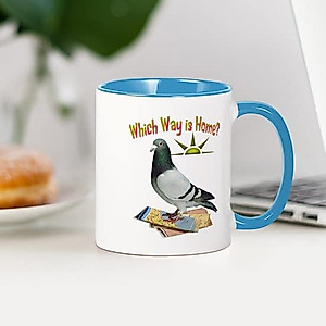 CafePress Which Way Is Home? Fun Lost Pigeon Art Mugs Ceramic Coffee Mug, Tea Cup 11 oz