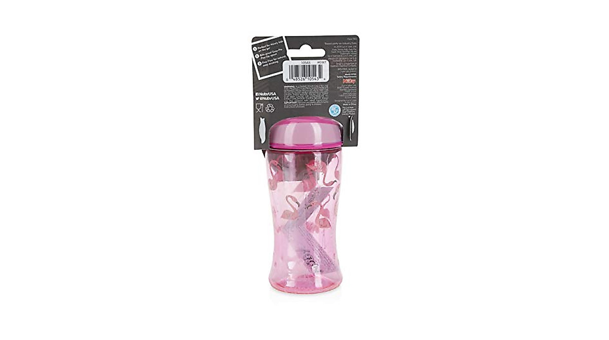 Nuby Super Slurp Water Bottle - Fun Flamingo Design