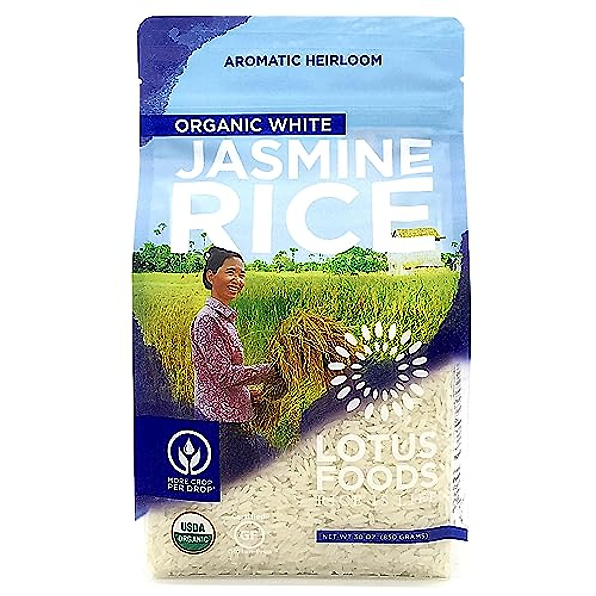 LOTUS FOODS Organic White Jasmine Rice, 30 OZ