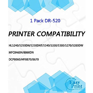 (1-Pack, Drum Unit) Compatible DR-520 DR-620 Imaging Drum Unit High Yield Used for Brother HL-5240 HL-5250DN HL-5340D HL-5370DW MFC-8890DW MFC-8460N DCP-8060 DCP-8065DN Printer, by EasyPrint