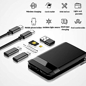 Urban Survival Card Data Cable, Multi-Type Charging Cable Convertor, Multi-Function Wireless Charger Adapter, Built-in Card Reader, Can Use as Phone Holder, Flash Light (Wireless Charger)
