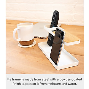 YAMAZAKI home 2299 Desk Bar-Wood & Steel Organizer, One Size, White