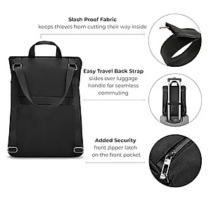 Solo New York Stealth Hybrid Backpack, Black - with Anti-Theft Features (Cut-Proof, Armored Zippers, & RFID Data Protection)