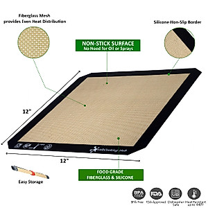 Silicone Roasting Mat and Silicone Baking Mat Combo for Air Fryer Oven - Set of 3 Food Safe, Non-Stick Baking Mat and Silicone Roasting Racks with Bonus Non-Stick Oven Liner