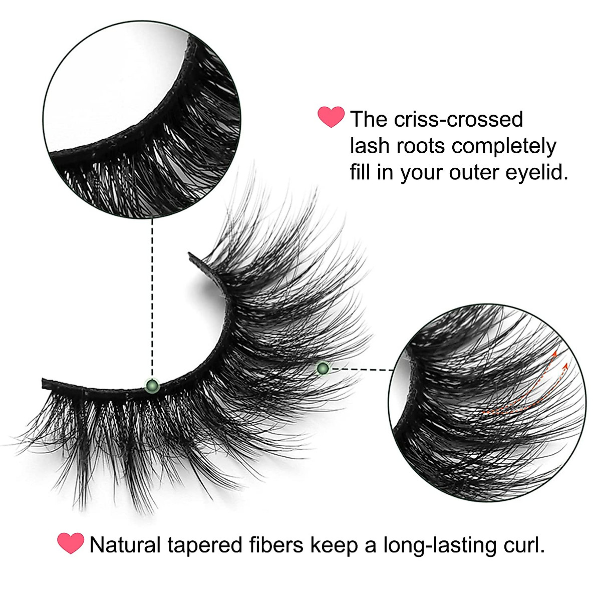 Faux Mink Lashes 25mm 6D Natural Long Fluffy Mink Fur False Eyelashes Cat-Eye Wispy Lashes Volume 20 pairs
