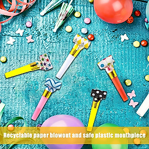 Skylety 20 Pcs Blowouts Noisemakers Funny Birthday Halloween Blowouts Blow Horns Colorful Noisemakers Whistles Noise Makers for 2024 Birthday Halloween Fall Christmas Wedding Party Supplies
