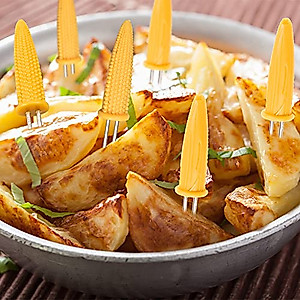 Senzeal 30Pcs Corn Holders Stainless Steel Corn on The Cob Skewers Non Slip Corn on The Cob Holders Skewers Heat Resistant Sweetcorn Holder Fork for Home Cooking Birthday Party BBQ