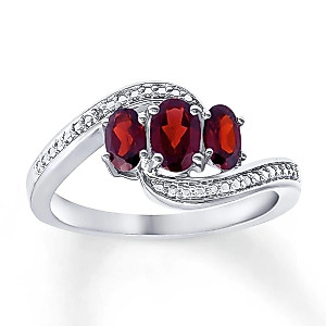 55Carat Natural-Garnet Waves of Sterling Silver with Sparkling Diamond Accent Handmade Fashion Jewelry for Women and Girls Size: 9
