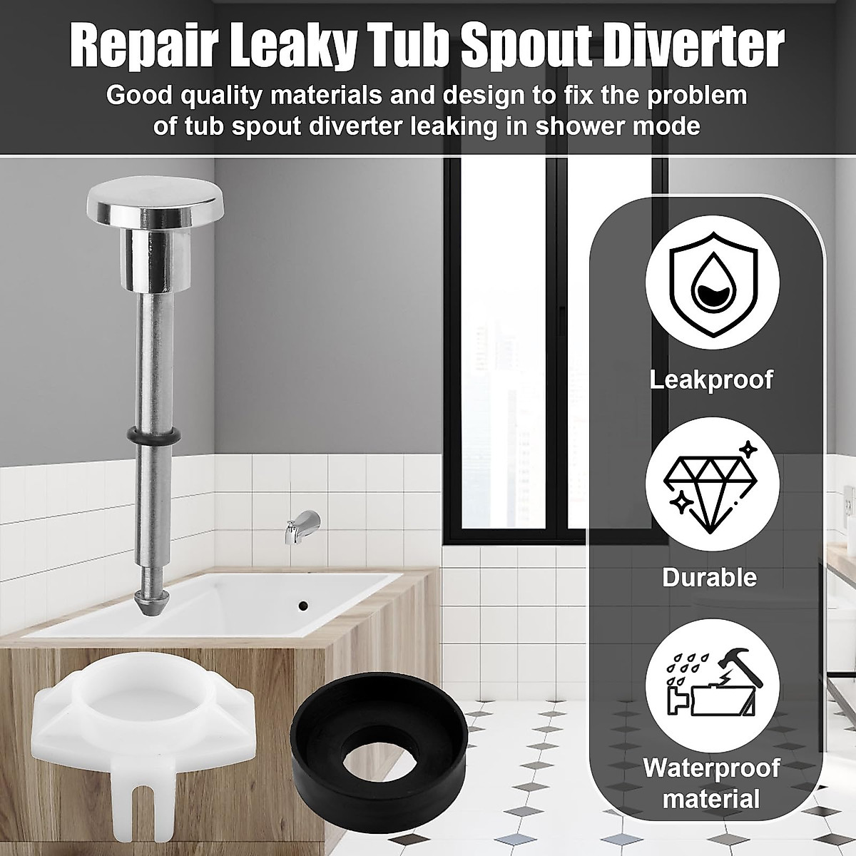 2pcs Tub Spout Diverter Repair Kit, Including 2 Diverter Valve Stems 2 Seals and Diverter Gates Shower Diverter Repair Kit Leaky Bathtub Faucet Repair Kit Bathtub Spout Repair Kit