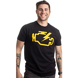 Ann Arbor T-shirt Co. Check Engine Light | Funny Mechanic Car Clothing Men T-Shirt-(Adult,L) Black