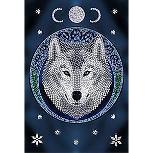 Crystal Art Diamond Painting Notebook - Lunar Wolf - Create a Sparkling Notebook Cover Using Crystals - for Ages 8 and up