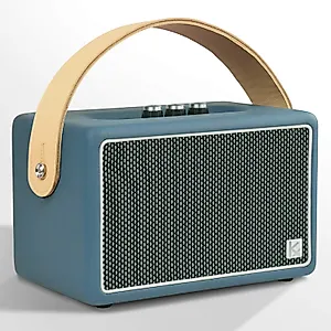 Vintage Bluetooth Speakers, KONEX 40W Leather Portable Wireless Speaker, Bluetooth 4.2 Heavy Bass Music Player, 20H Long Playtime, Mid century modern decor for Home, Office, Party, Gift for Friend