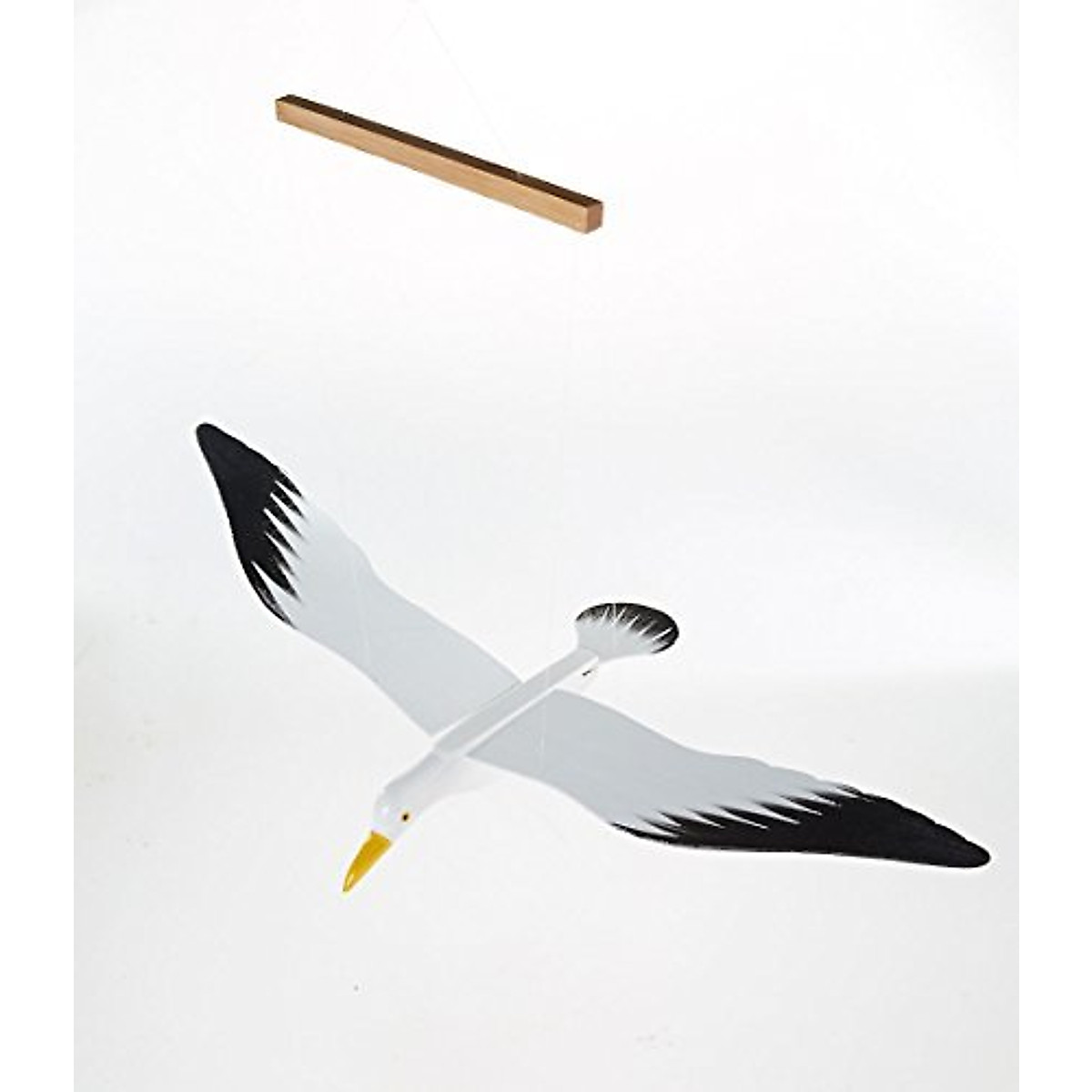 WitnyStore White Seagull Mobile Birds - Collectible Animal Art - Wooden Hand Made and Painted Birds in Flight Hanging Decor Wind Chimes Gifts and Souvenirs