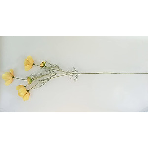 3 Pack Artificial Calliopsis Flower 23.6'' Long Stem Fake Silk Chrysanthemum Cosmos Gesang Flower for Wedding bridal bouquets party table garden home room shop photography props decoration (Champagne)