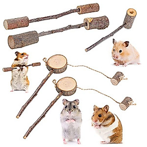 DAMPET Hamster Chew Toys, Hamster Activity Toys, Gerbil Rat Guinea Pig Chinchilla Chew Toys, Toys Accessories for Teeth Care,Natural Apple Wood Toys for Hamster, Rabbits, Bunny, Gerbil (Style 3)