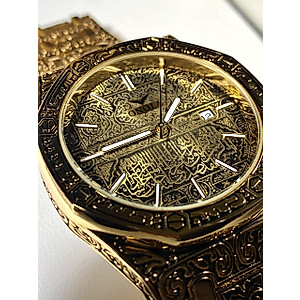 Men's Women's Hexagonal Black Gold Arabic Versus Dial Wrist Watch Band Luxury Bracelet Dial Watch For Men Women Hip Hop Watch, Waterproof Calendar Watch Fashion Classic Design Watch for Men