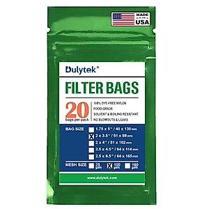 Dulytek Premium Nylon 20 Pcs Filter Bags, 100 Micron, 2" x 3.5", Double-Stitching, Zero Blowouts, Made in the USA