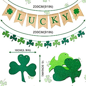 St Patricks Day Decorations, Irish Decor, Lucky Shamrock Garland Banner, for Holiday and Spring Felt – 3PC…