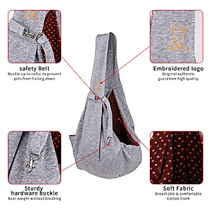 Small Dog Cat Sling Carrier,Hands Free Reversible Pet Carriers Bag,Pet Carrier Shoulder Crossbody Pet Slings Suitable for Puppy, Small Dogs, and Cats for Outdoor Travel (Grey)