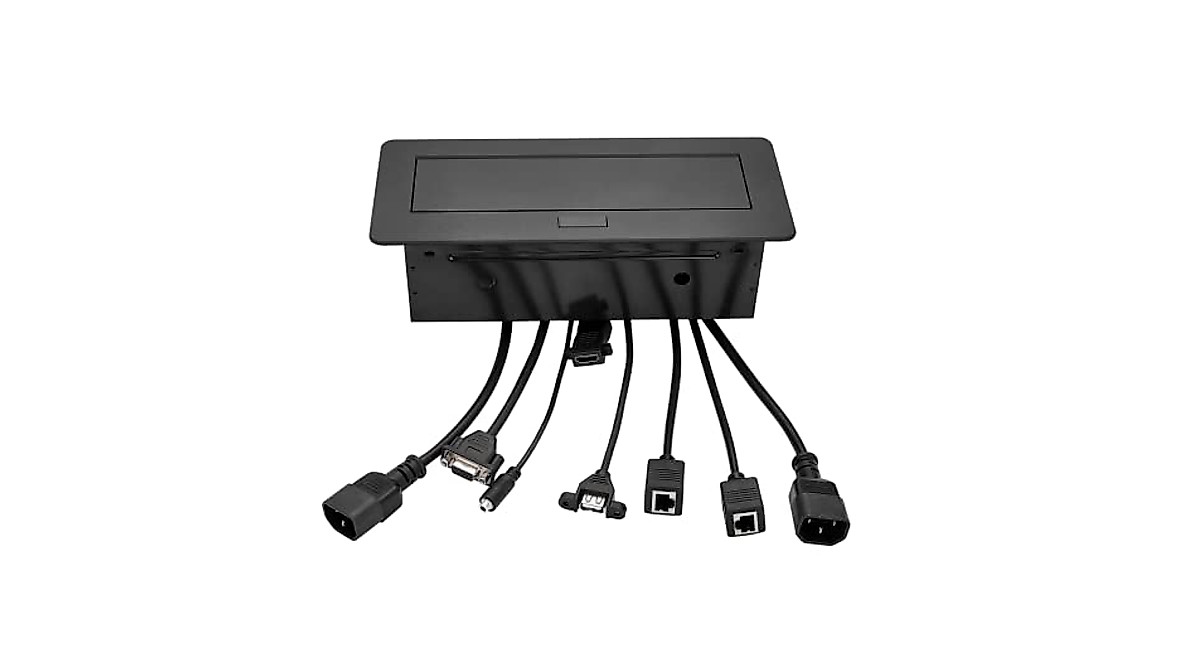 Pop Up Outlet Desktop Connection Box for Conference Rooms