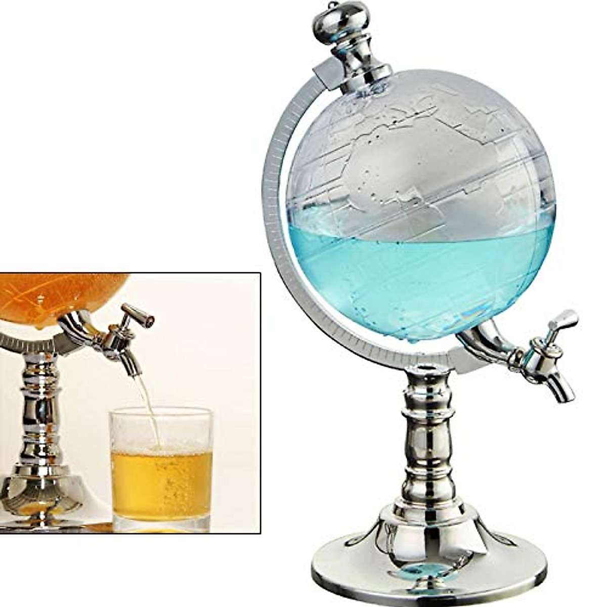 WINUS Globe Drink Dispenser, 1.5L Beverage Pump Machine Beer Wine Liquor Whiskey Canister for Liquor, Scotch, Bourbon, Vodka
