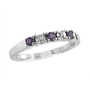 FJC Finejewelers 2.5mm Amethyst Band/Ring Sterling Silver Size 7